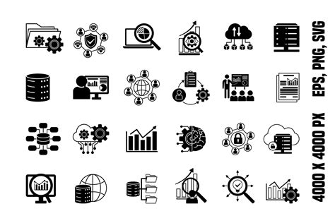 Black Set Of Data Analytics Icons Graphic By YuliDor Creative Fabrica