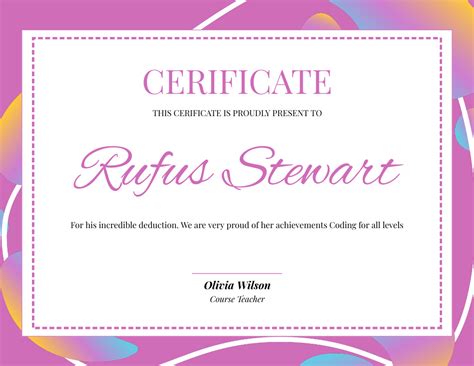 Appreciation For Coding Achievements Online Certificate Template