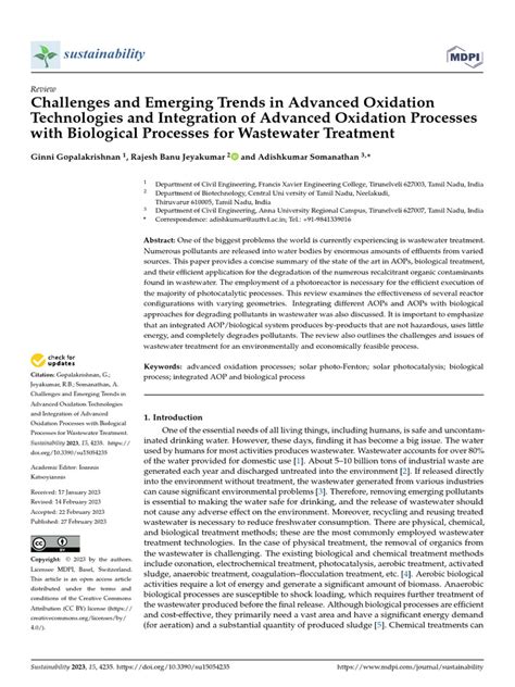 Challenges And Emerging Trends In Advanced Oxidation Technologies And