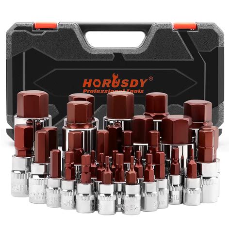 Horusdy Allen Socket Set 32 Piece Hex Bit Socket Setsae And Metric With Alloy Steel 14 38