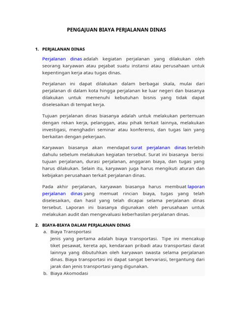 Pengajuan Biaya Perjalanan Dinas Pdf