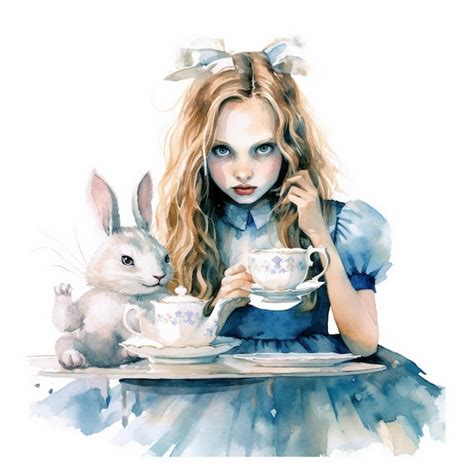 Винтажная алиса в стране чудес произведения искусства Премиум Фото