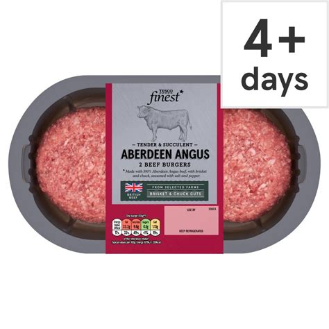 Tesco Finest Aberdeen Angus 2 Beef Burgers 340g Tesco Groceries
