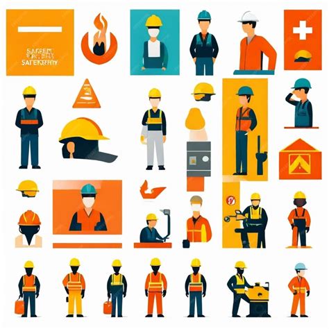 Workplace Safety Vector Set White Background Isolated A High Qua
