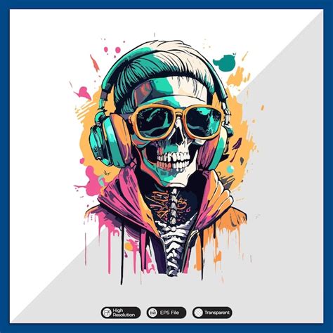Premium Vector Colorful Skull Vector Tshirt Design