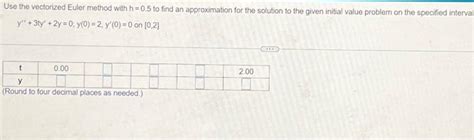 Solved Use The Vectorized Euler Method With H To Find Chegg