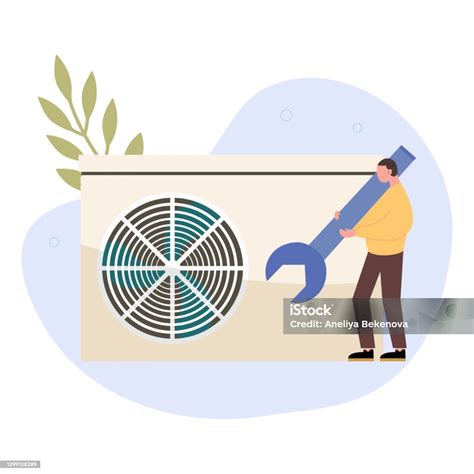 실내 날씨 및 기후 제어 기술 냉각 및 난방 기기 에어컨 공기 품질 모니터 환기 시스템 은유 벡터 고립 된 개념 은유 삽화 공조