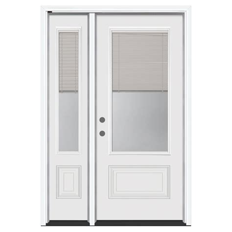 34 Lite 2pnl Smooth White Fiberglass Slab W Comp Frame Mini Blinds