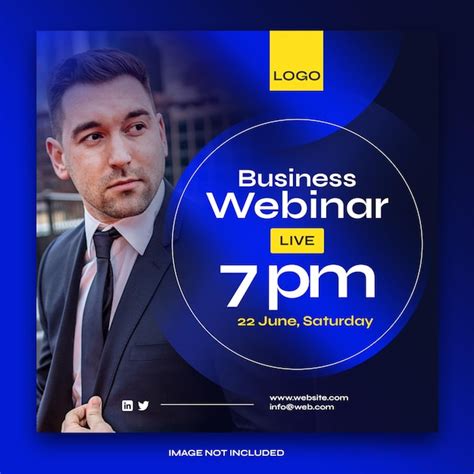 소셜 미디어를 위한 웹 세미나 배너 템플릿 블루 그라데이션 디자인 프리미엄 Psd 파일