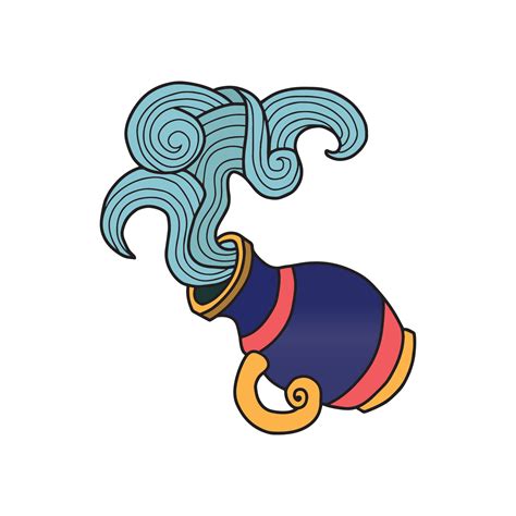 Aquarius Zodiac Horoscope Sign Hand Drawn Outline Flat Vector