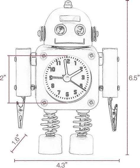 Non Ticking Robot Alarm Clock Stainless Metal Wake Up Clock With