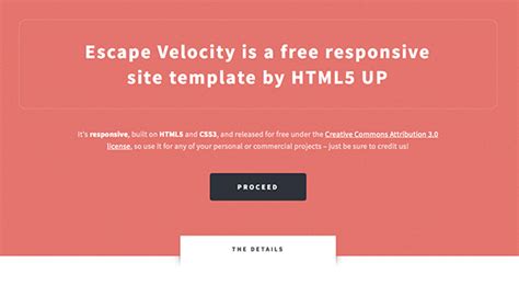 escape velocity one page responsive html5 template creative beacon