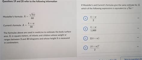 Solved Questions 19 And 20 Refer To The Following Information If