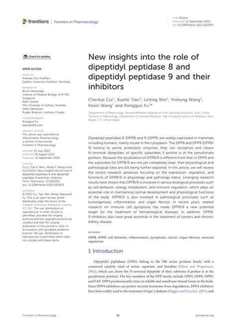 Pdf New Insights Into The Role Of Dipeptidyl Peptidase 8 And