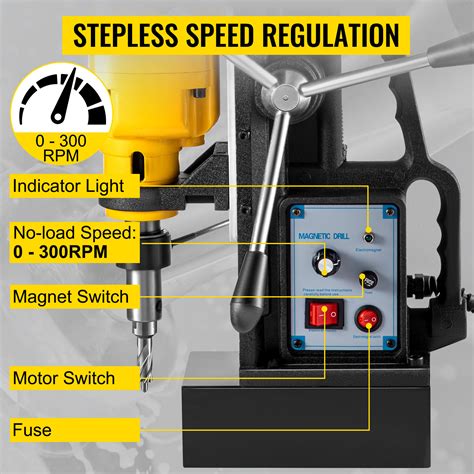 Vevor Mag Drill 0 300 Rpm Stepless Speed Electromagnetic Drill Press
