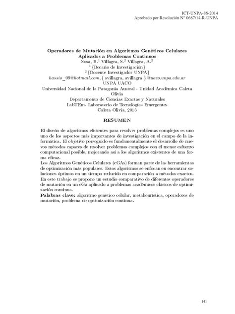 Operadores De Mutación En Algoritmo Genético Pdf Algoritmo Genético