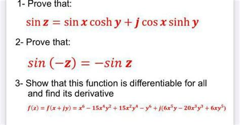 Answered Prove That Sin Z Sin X Cosh Y J Cos… Bartleby
