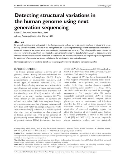 Pdf Detecting Structural Variations In The Human Genome Using Next