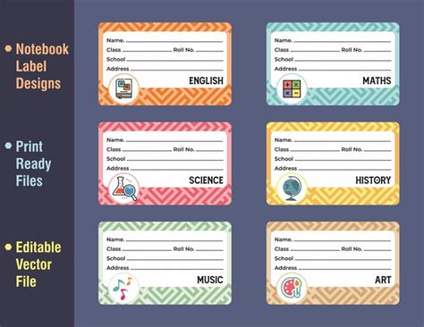 Premium Vector Subject Label For Notebook Printable Template Design