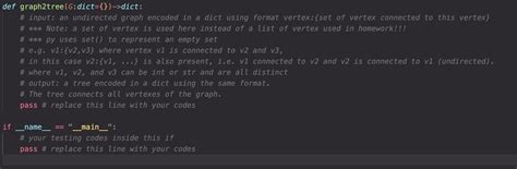 solved def graph2tree g dict {} →dict input an undirected