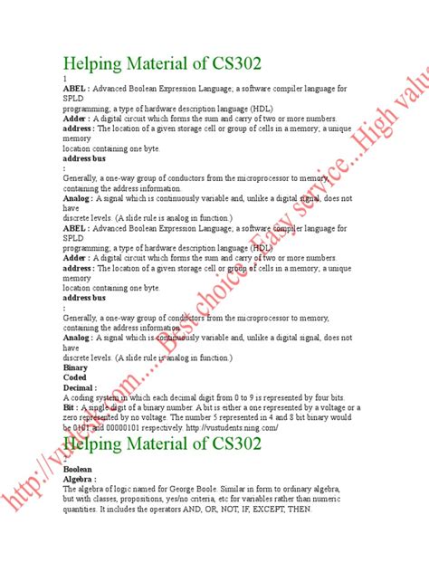 Cs302 Short Qs Solved Pdf Logic Gate Digital Electronics