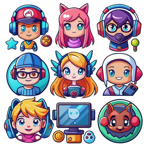 Nine Cute Cartoon Characters Wearing Headphones Premium Ai Generated Vector