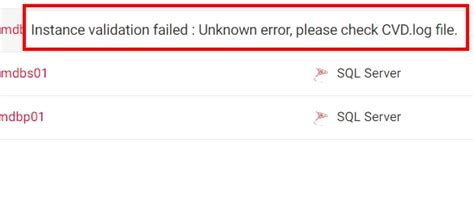 Sql Backup Instance Validation Failed Unknown Error Please Check Cvd
