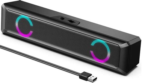 Njsj Usb Computer Speakers Laptop External Speaker With Stereo Sound Rgb Lights