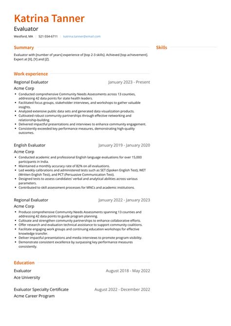 Evaluator Resume Examples And Templates