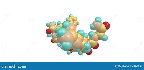 Desmopressin Molecule Ball And Stick Molecular Model Chemistry Related 3d Rendering Stock