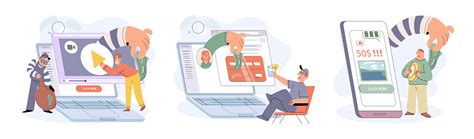 해커 활동 큰 세트 해킹 컴퓨터 피싱 계정 개인 데이터에 대한 사이버 공격 가상현실에 대한 스톡 벡터 아트 및 기타 이미지