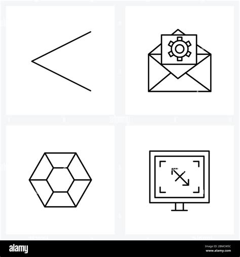 4 Interface Line Icon Set Of Modern Symbols On Arrow Jeweler Email
