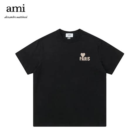 Ami Paris 法國品牌 字母刺繡 愛心短袖t恤 男女款 黑白杏 Ami Parisami 衣服ami Paris品牌ami