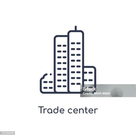 Lineair Trade Center Icoon Van Gebouwen Outline Collectie Dunne Lijn