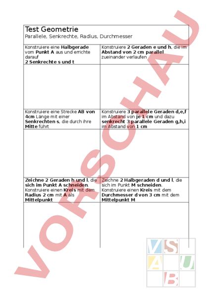 Arbeitsblatt Lernkontrolle Geometrie Geometrie Geraden