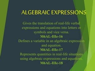 Algebraic Expression Pptx Algebraic Expression Pptx