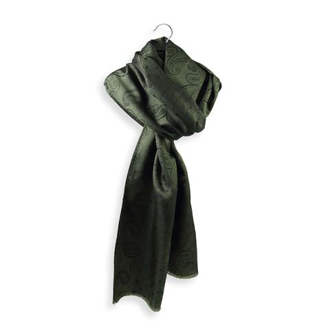 Echarpe Soie Homme tissée Vert Kaki classique et intemporelle