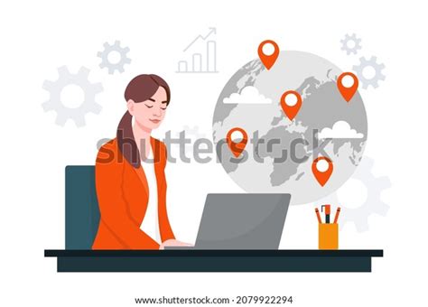 Concept Globalization Metaphor World Trends Girl Stock Vector Royalty Free 2079922294