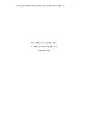 Personal Model Of Leadership Part Docx Running Head PERSONAL MODEL OF LEADERSHIP PART