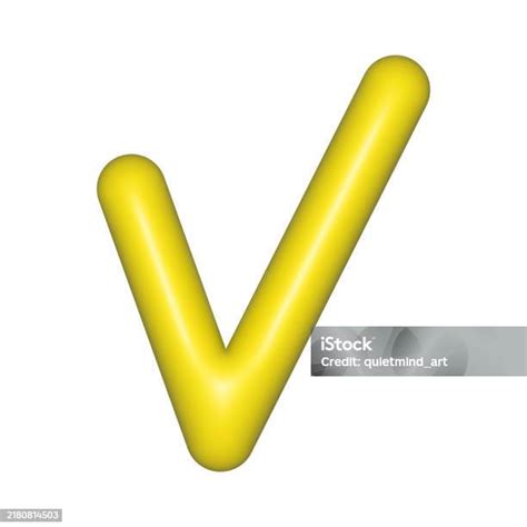 노란색 체크 표시 현실적인 3d 플라스틱 반짝이는 아이콘 벡터 일러스트 레이 션 절연 체크 표시 아이콘 3차원 형태에 대한 스톡 벡터 아트 및 기타 이미지 Istock