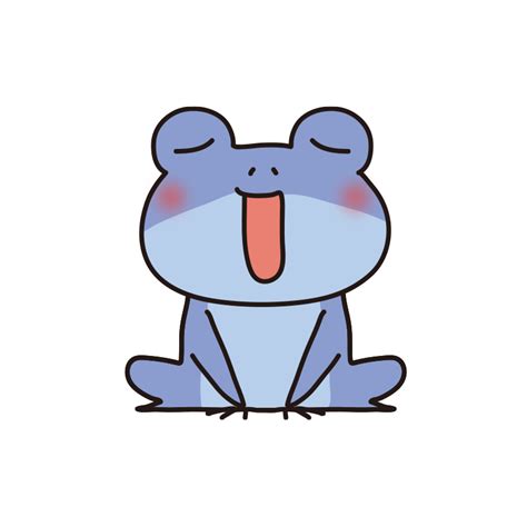 歌っている蛙（青）の無料 フリー イラスト かわいい手描きの無料素材「てがきっず」保育園・小学校・介護施設にぴったりのフリー素材イラスト