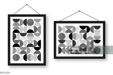 기하학적 트렌디한 패턴의 액자 바우하우스 스타일 현대적인 배경 단순한 요소 복고풍 질감 기본 기하학적 모양 인쇄 디자인 미니멀리스트 포스터 커버 벡터 그림 0명에 대한 스톡