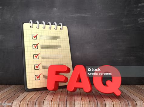 체크 리스트 노트 패드 Faq 단어 칠판 배경3d 렌더링 3차원 형태에 대한 스톡 사진 및 기타 이미지 3차원 형태 It