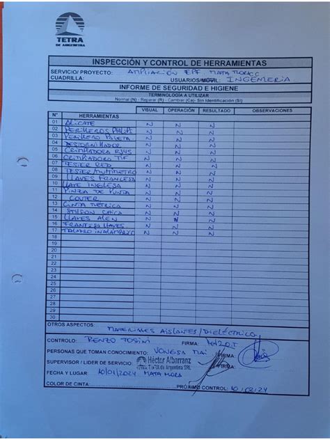 Check List Ingenieria Tetra Y Emp Nandc Pdf
