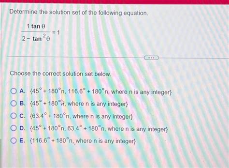 Solved Determine The Solution Set Of The Following Equation Chegg