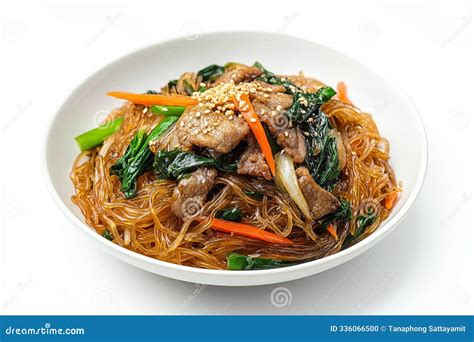 Authentic Japchae Korean Glass Noodle Stir Fry Royalty Free Stock