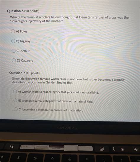 Solved Question 6 10 Points Who Of The Feminist Scholars
