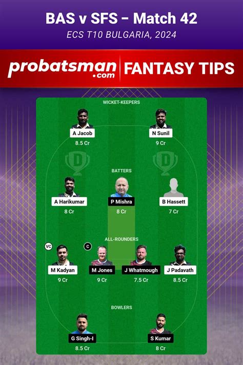 Bas Vs Sfs Dream11 Prediction Fantasy Cricket Tips Playing Xi Pitch