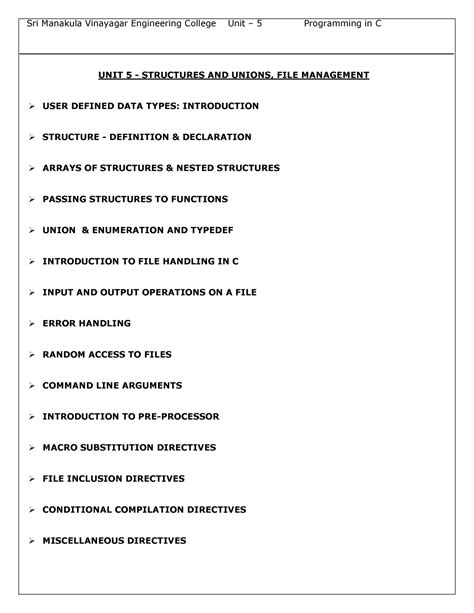 C Programming Part Its With The Course Information With Practice Notes UNIT STRUCTURES