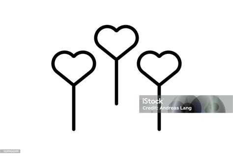 Icône De Ligne De Ballon Signe De La Saintvalentin Plat Symbole